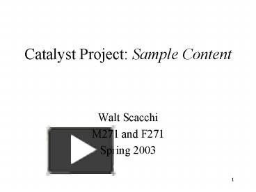 Catalyst Project: Sample Content presentation | free to download