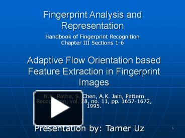 Fingerprint Analysis and Representation presentation | free to download