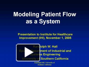 Modeling Patient Flow as a System presentation | free to view
