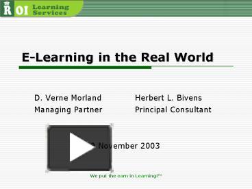 PPT – ELearning in the Real World PowerPoint presentation | free to ...