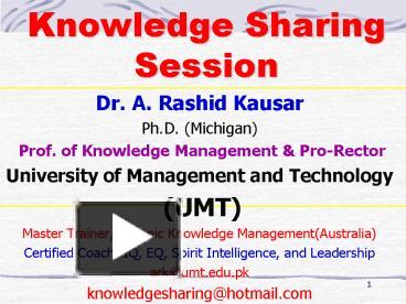 Knowledge Sharing Session presentation | free to view