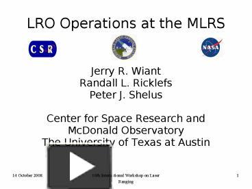 LRO Operations at the MLRS presentation | free to download