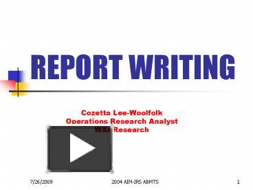PPT – REPORT WRITING PowerPoint presentation | free to view - id: 20977 ...