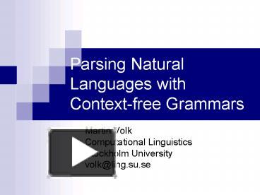PPT – Parsing Natural Languages with Contextfree Grammars PowerPoint ...
