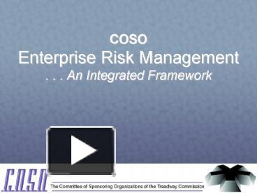 COSO Enterprise Risk Management ' ' ' An Integrated Framework ...