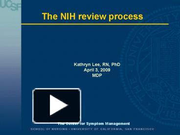 The NIH review process presentation | free to view