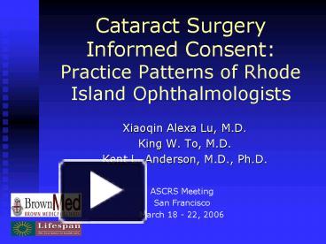PPT – Cataract Surgery Informed Consent: Practice Patterns of Rhode ...