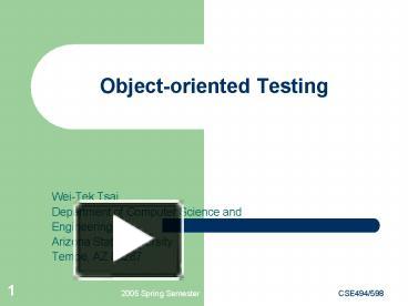 PPT – Objectoriented Testing PowerPoint presentation | free to view ...
