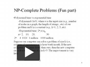 NP-Complete Problems (Fun part) presentation | free to download