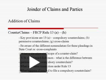 Joinder of Claims and Parties presentation | free to view