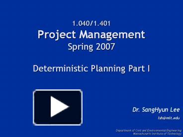 PPT – Deterministic Planning 1 PowerPoint presentation | free to ...