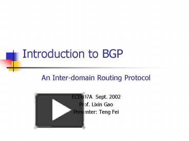 Introduction to BGP presentation | free to view