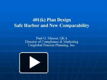 401k Plan Design presentation | free to view