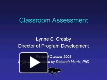 PPT – Classroom Assessment PowerPoint presentation | free to view - id ...