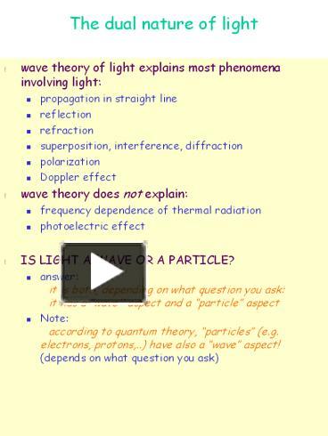 The dual nature of light presentation | free to download