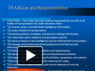 TSA Roles and Responsibilities presentation | free to view