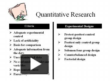 Quantitative Research presentation | free to view