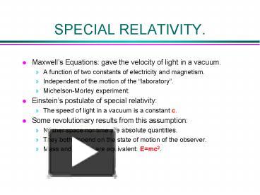 SPECIAL RELATIVITY' presentation | free to view