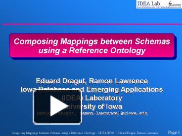 PPT – Composing Mappings between Schemas using a Reference Ontology ...