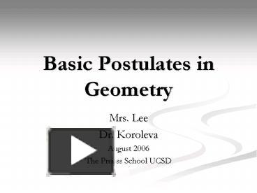 Basic Postulates in Geometry presentation | free to view