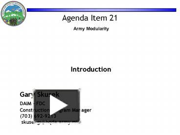Agenda Item 21 Army Modularity presentation | free to view