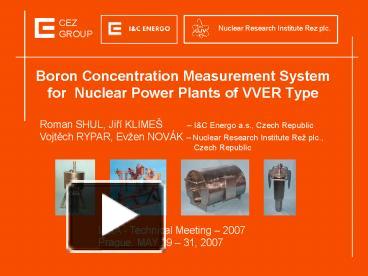 Boron Concentration Measurement System for Nuclear Power Plants of VVER ...
