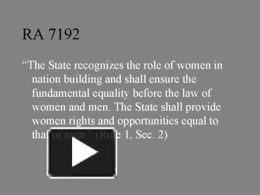 RA 7192 presentation | free to view