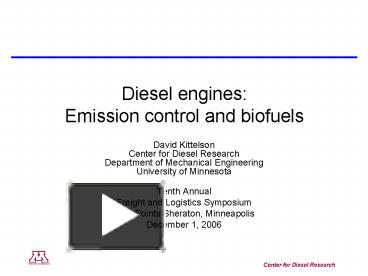 Diesel engines: Emission control and biofuels presentation | free to view