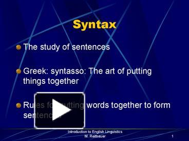 Syntax presentation | free to view