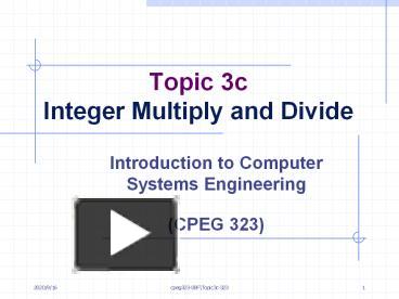 PPT – Topic 3c Integer Multiply and Divide PowerPoint presentation ...
