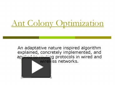Ant Colony Optimization presentation | free to download