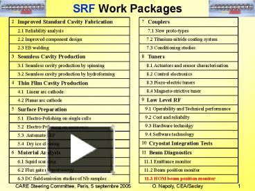 PPT – SRF Work Packages PowerPoint presentation | free to download - id ...