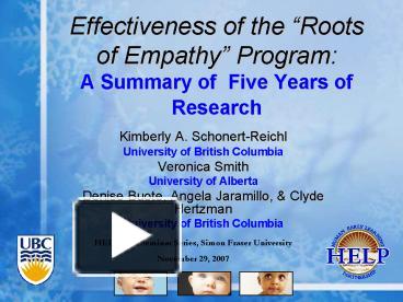 PPT – Effectiveness of the Roots of Empathy Program: A Summary of Five ...