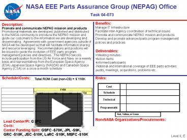 PPT – NASA EEE Parts Assurance Group NEPAG Office Task 04073 PowerPoint ...
