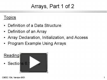 PPT – Arrays, Part 1 of 2 PowerPoint presentation | free to view - id ...