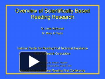 Overview of Scientifically Based Reading Research presentation | free ...