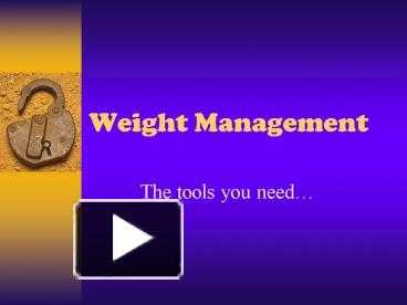 PPT – Weight Management PowerPoint presentation | free to view - id ...