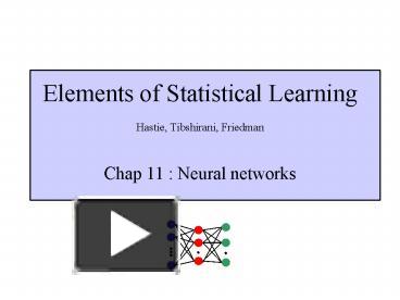 Elements of Statistical Learning Hastie, Tibshirani, Friedman ...