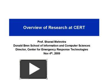 Overview of Research at CERT presentation | free to download