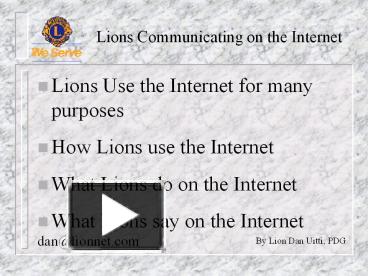 Lions Communicating on the Internet presentation | free to download