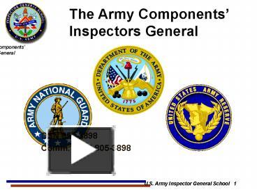 The Army Components presentation | free to view