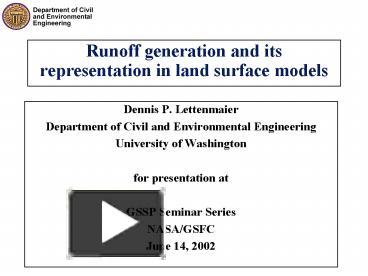 PPT – Runoff generation and its representation in land surface models ...
