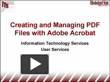 Creating and Managing PDF Files with Adobe Acrobat presentation | free ...