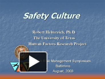 Safety Culture presentation | free to view