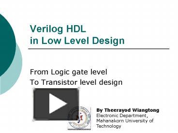 Verilog HDL in Low Level Design presentation | free to view