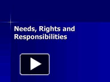Needs, Rights and Responsibilities presentation | free to view