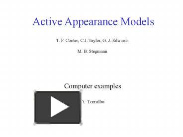 PPT – Active Appearance Models PowerPoint presentation | free to ...