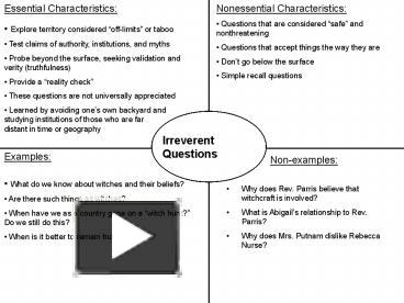 Essential Characteristics: presentation | free to view