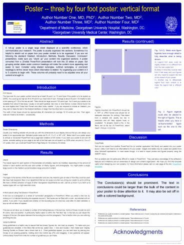 Poster -- three by four foot poster: vertical format presentation ...