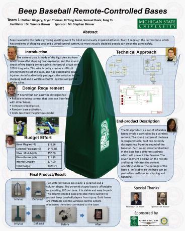 Beep Baseball RemoteControlled Bases presentation | free to view